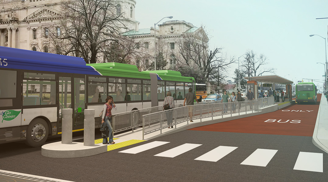 Red Line Bus Pad Installation on College Ave Stations - IndyGo